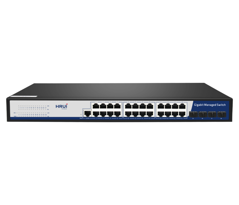 HRUI 28-Port Gigabit L2 Managed Intelligent Ethernet Switch-PoE Switch ...