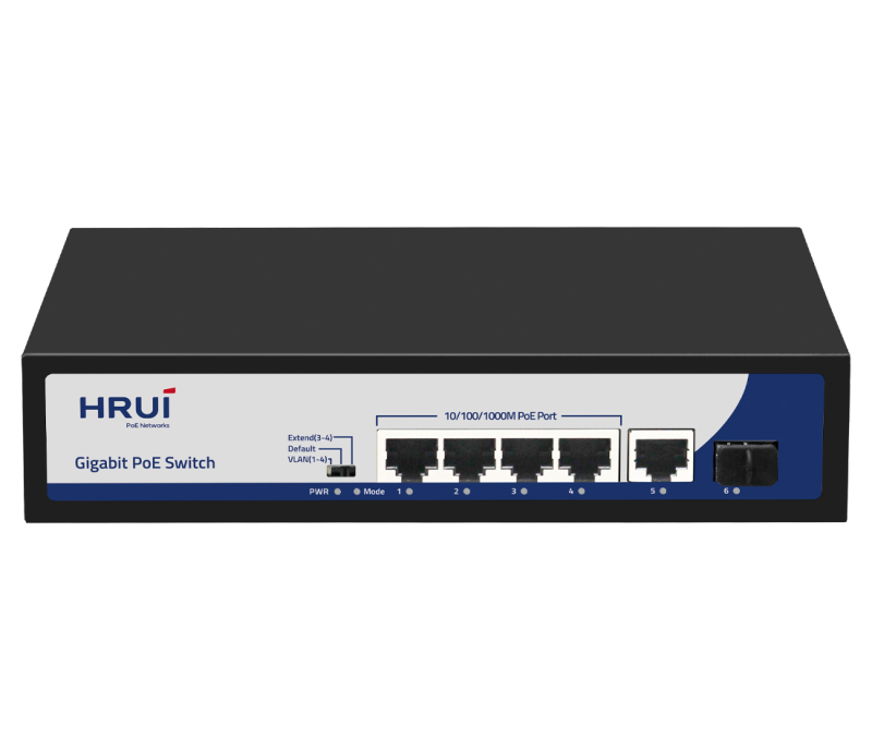 HRUI 6-Port Gigabit Intelligent PoE Switch-PoE Switch and Industrial ...